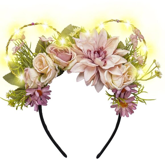 Accessories | Led Mouse Ears Flower Headband Crown For Adults Girls ...